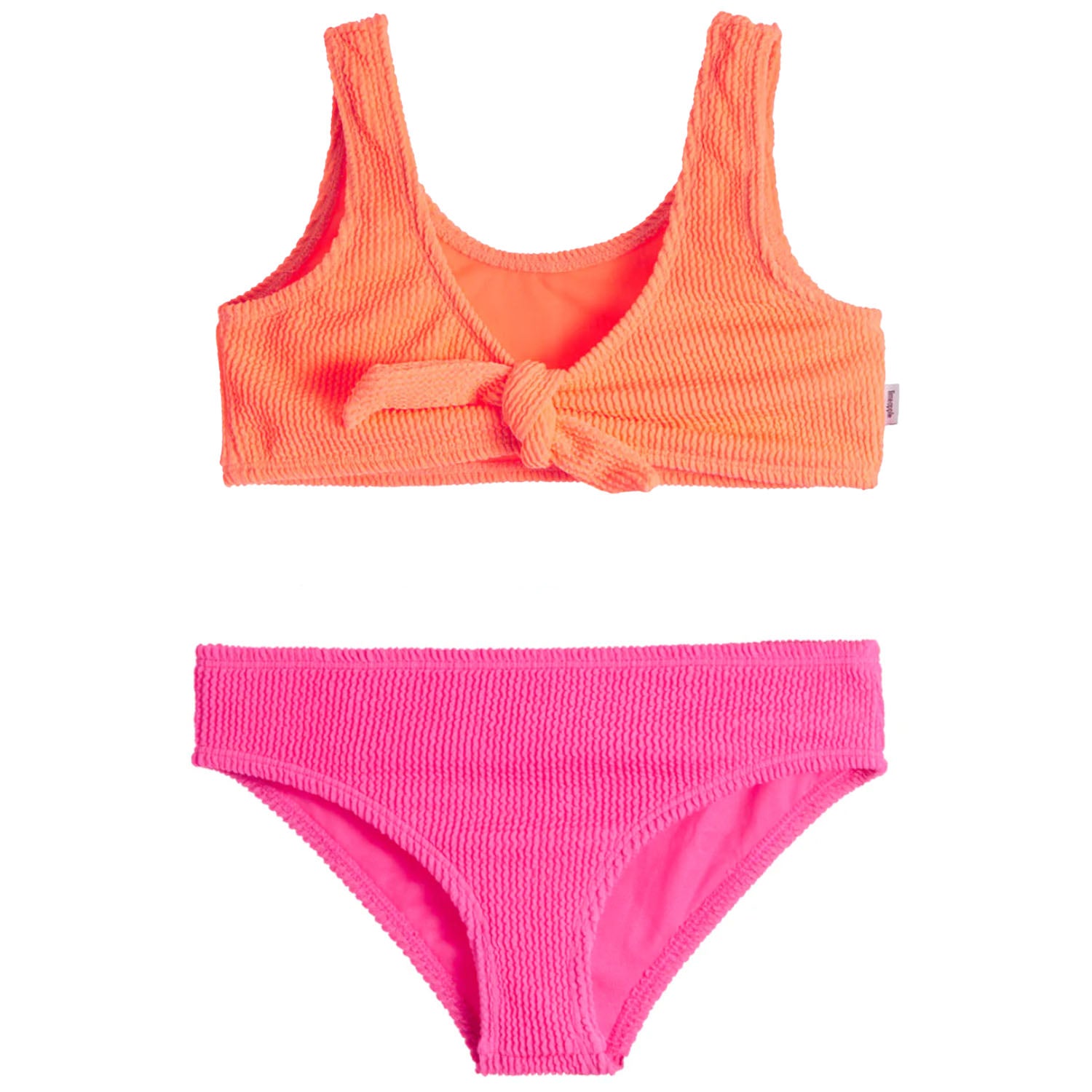 Orange & Pink Tie Front Crinkle Bikini – dear hannah prep